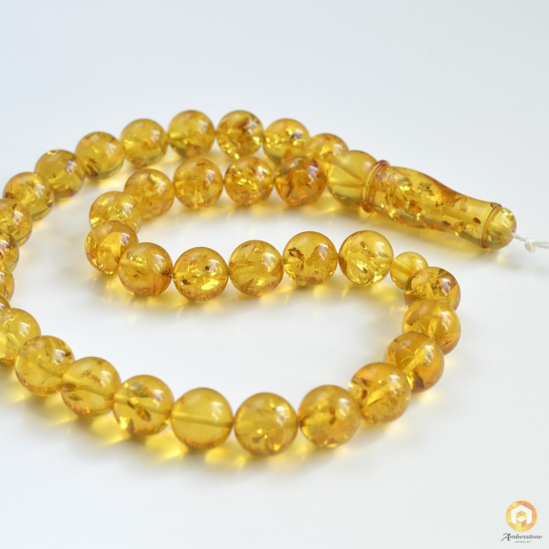 Tasbih Rosary of Baltic Amber, 33 Beads, Yellow Amber Islamic Misbaha