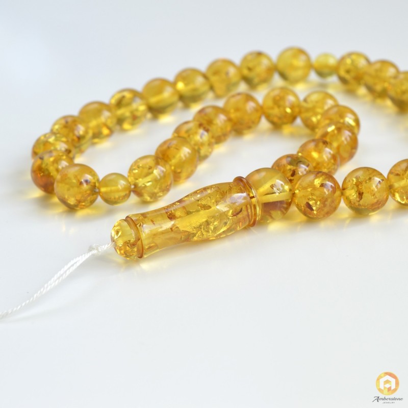 Tasbih Rosary of Baltic Amber, 33 Beads, Yellow Amber Islamic Misbaha