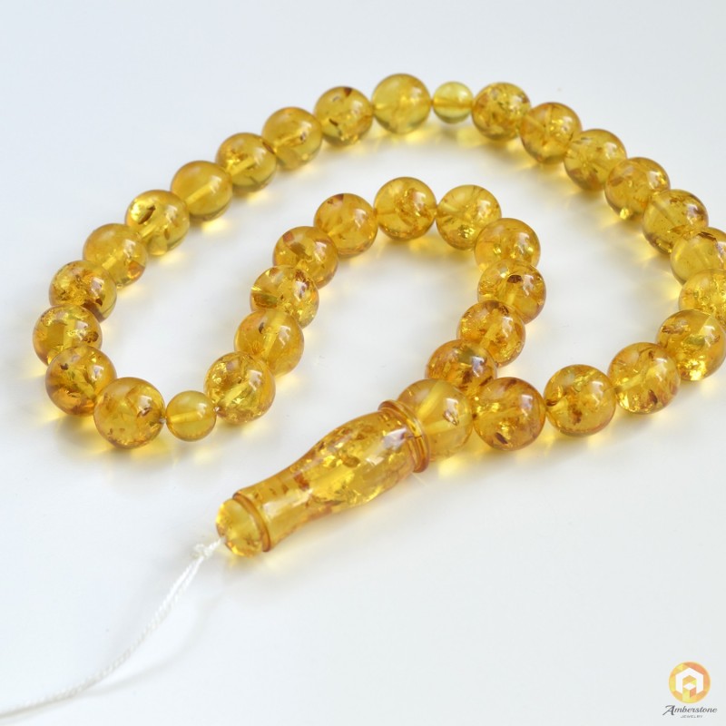 Tasbih Rosary of Baltic Amber, 33 Beads, Yellow Amber Islamic Misbaha