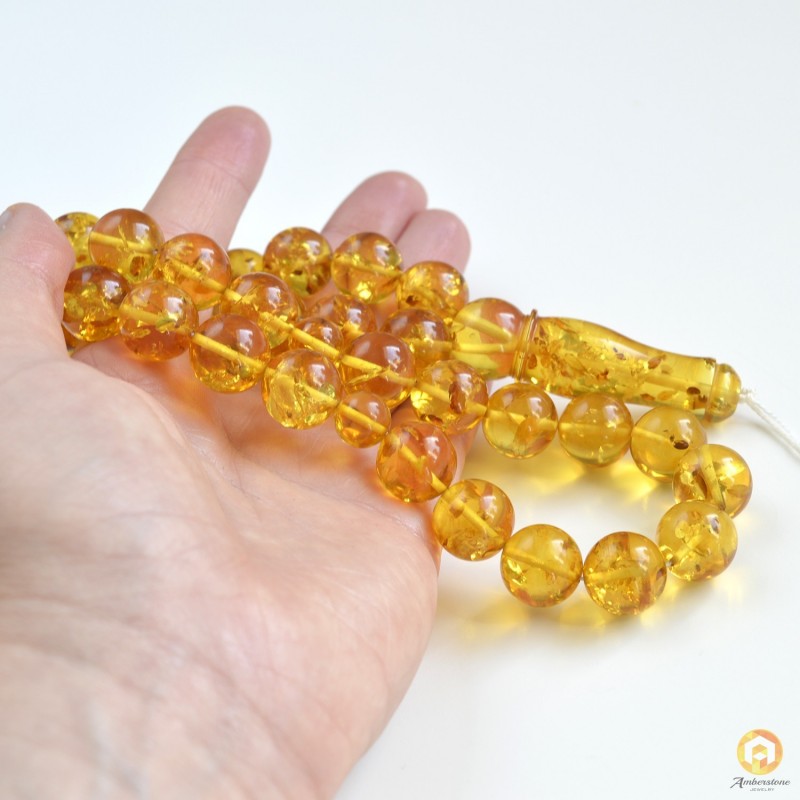Tasbih Rosary of Baltic Amber, 33 Beads, Yellow Amber Islamic Misbaha