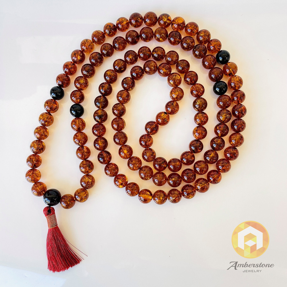 Zen Mala made of Cognac Natural Baltic Amber Mala Beads | Amberstone