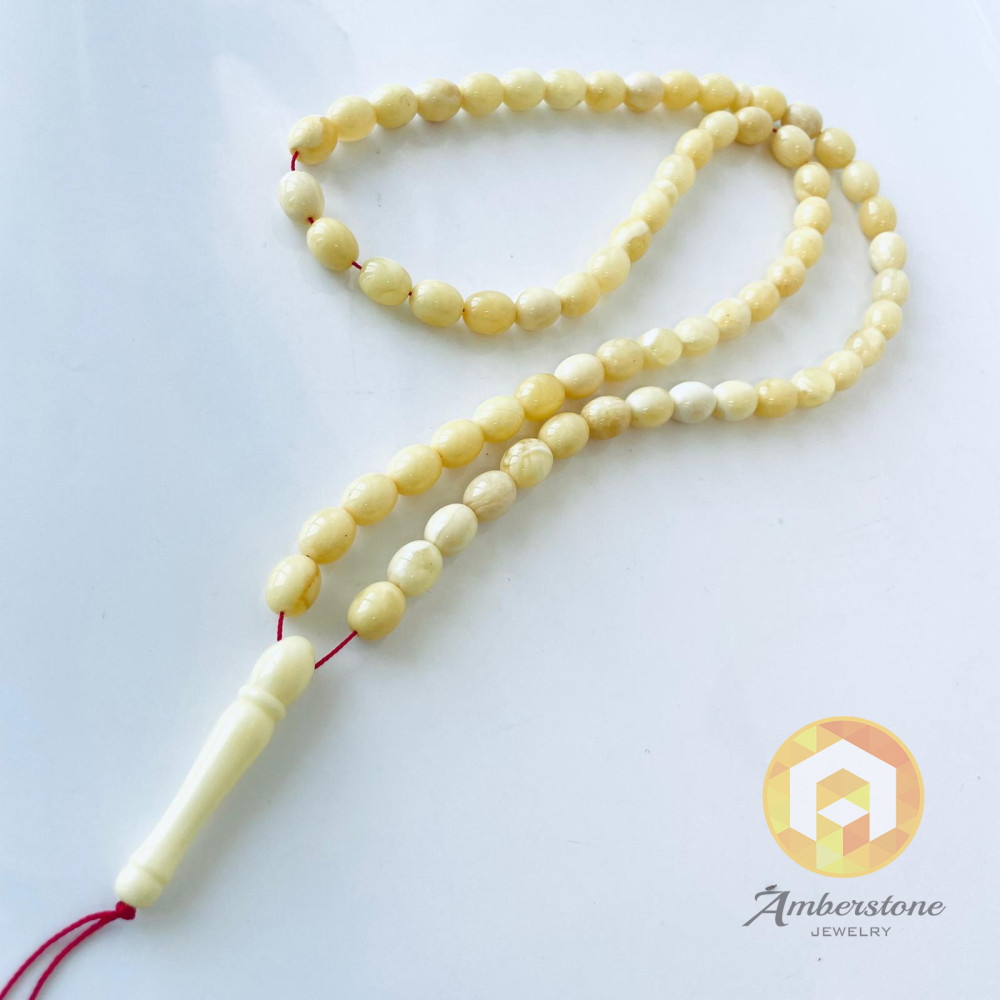 Olive Islamic Prayer Beads Made of White Amber – Elegance and Spiritual ...