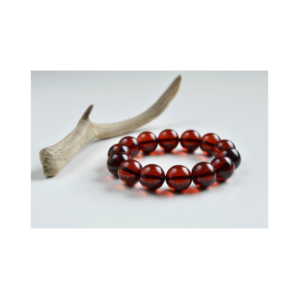 Baltic Amber bracelet round beads red cherry color 25 grams handmade Beads