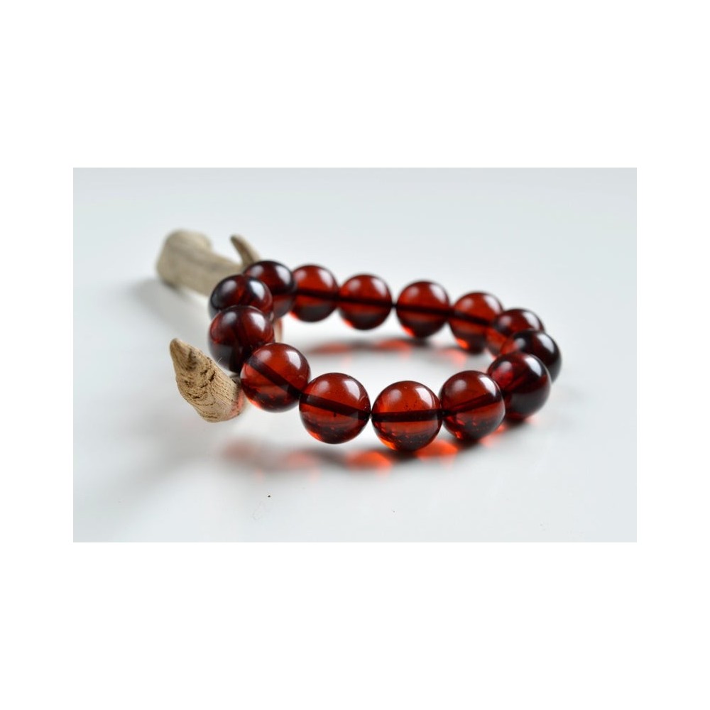 Baltic Amber bracelet round beads red cherry color 25 grams handmade Beads