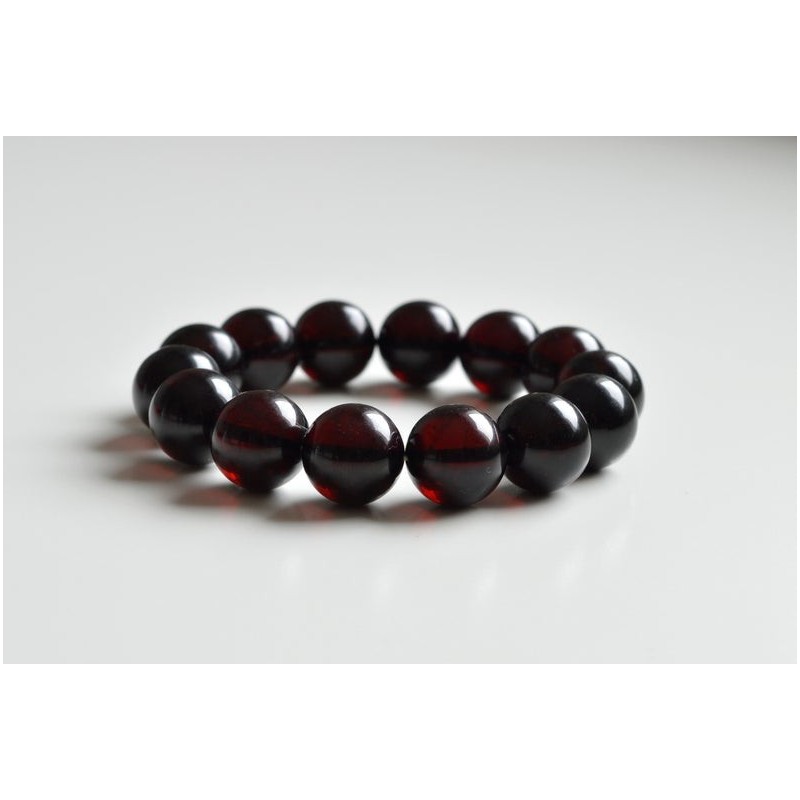 Baltic Amber bracelet round beads red cherry color 31 grams handmade Beads